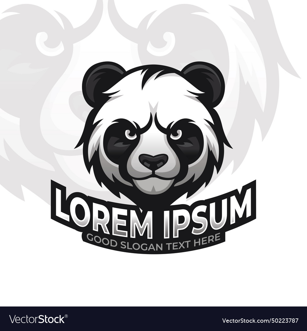 Panda head logo mascot cute bamboo icon Royalty Free Vector