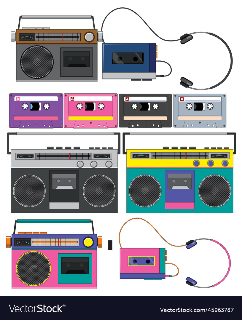 Retro objects and electronic devices Royalty Free Vector