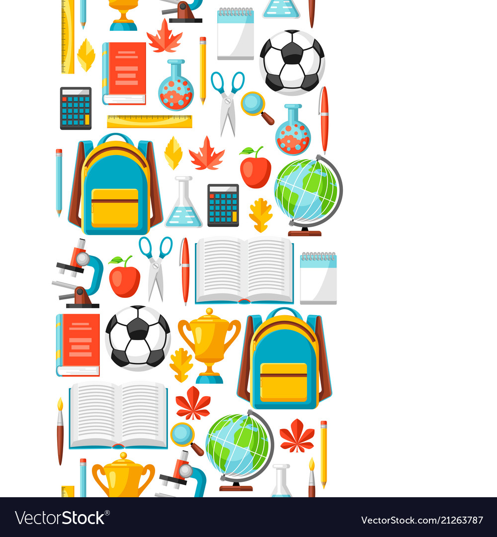 School seamless pattern with education items Vector Image