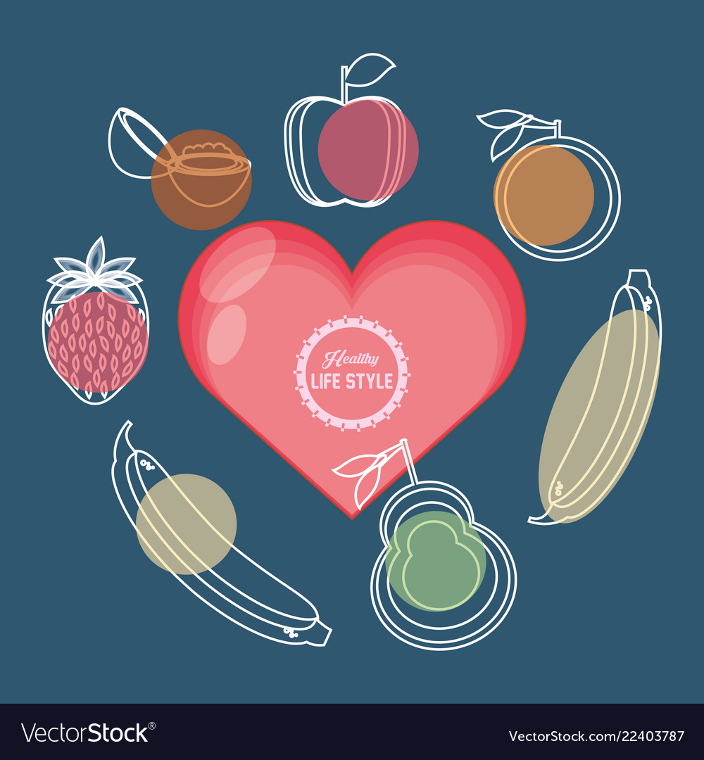 Set fruits healthy food Royalty Free Vector Image