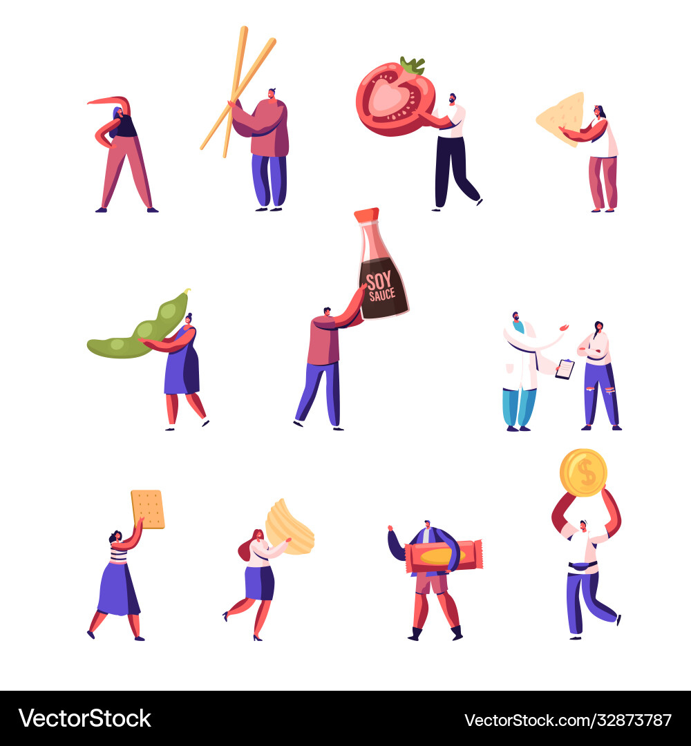 Set tiny male and female characters with huge Vector Image