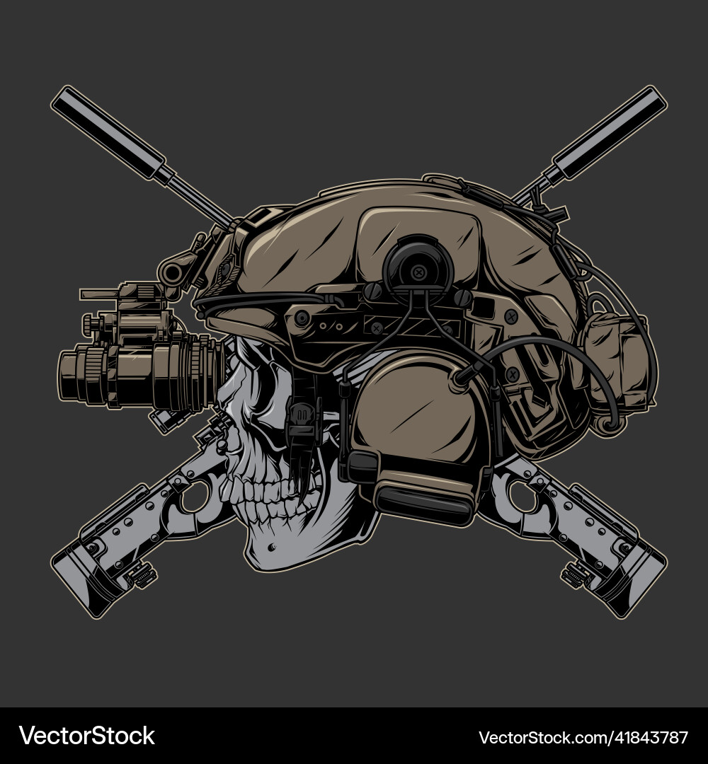 Skull soldier awm guns cross Royalty Free Vector Image