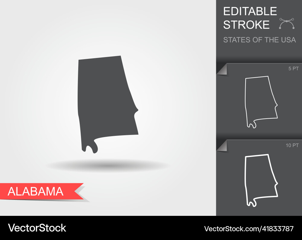 Stylized map of the us state alabama Royalty Free Vector