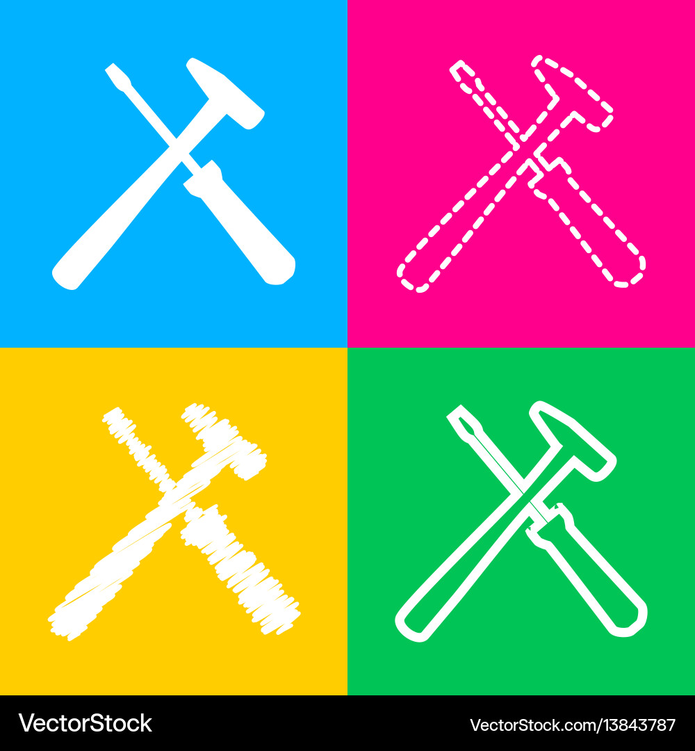 Tools sign four styles of icon Royalty Free Vector Image