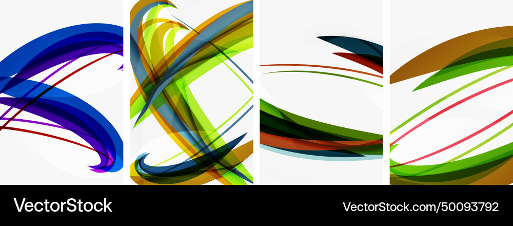 Colorful wave lines poster set for wallpaper Vector Image