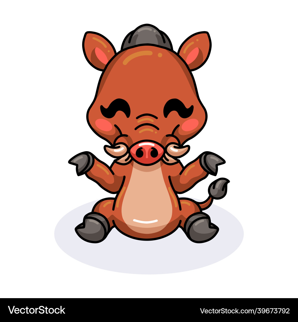 Cute little wild boar cartoon Royalty Free Vector Image