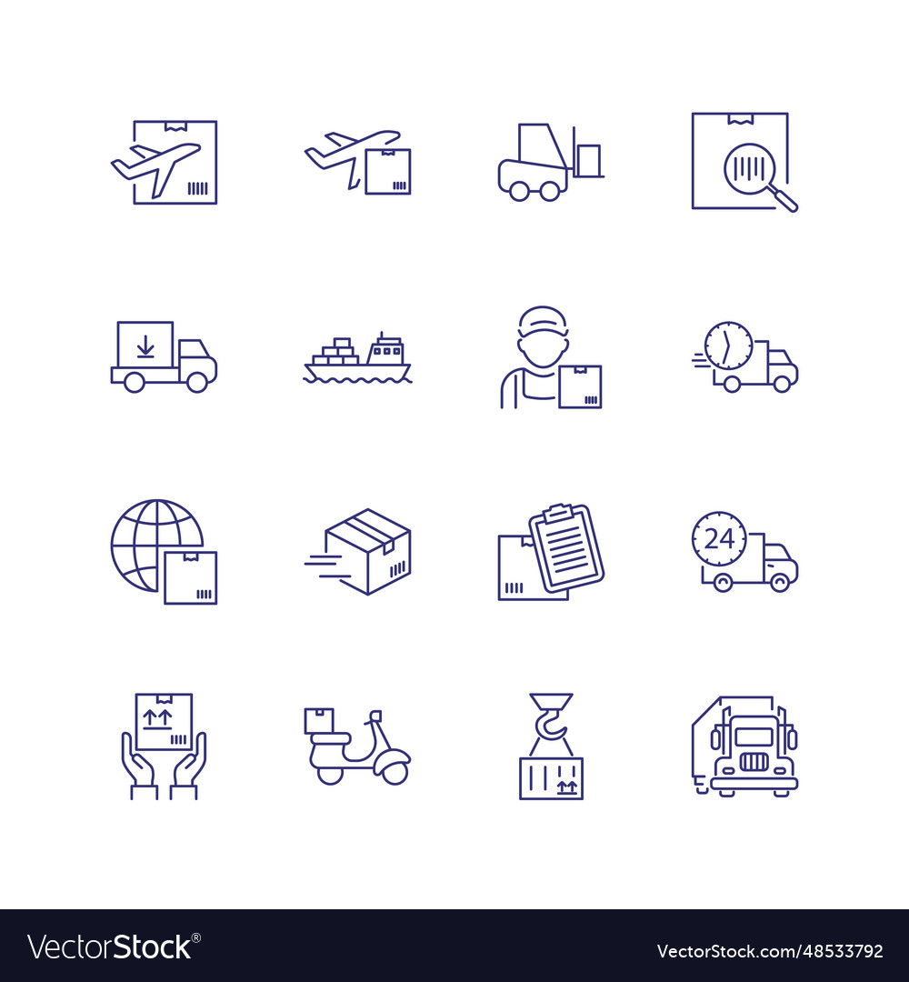 Delivery line icon set Royalty Free Vector Image
