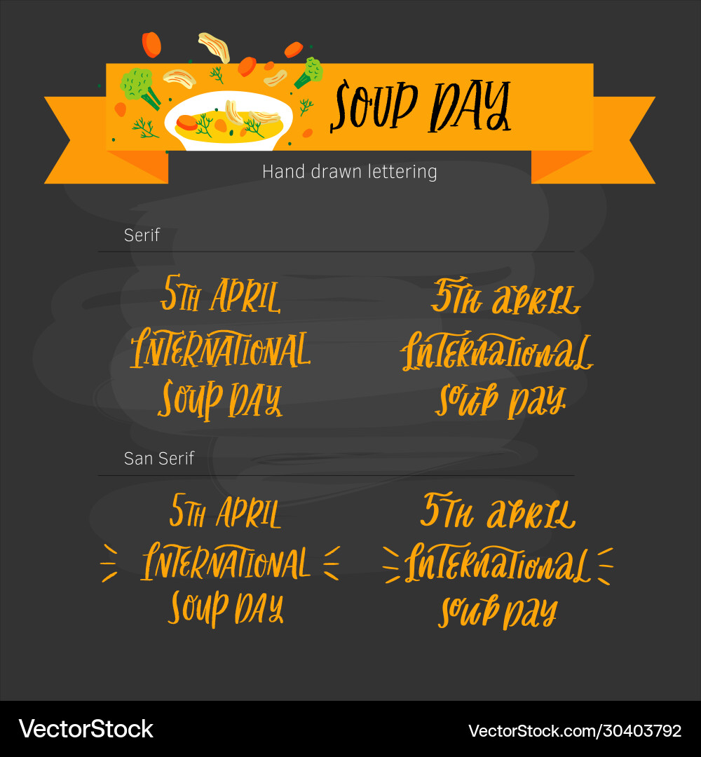 Hand lettering for international soup Royalty Free Vector