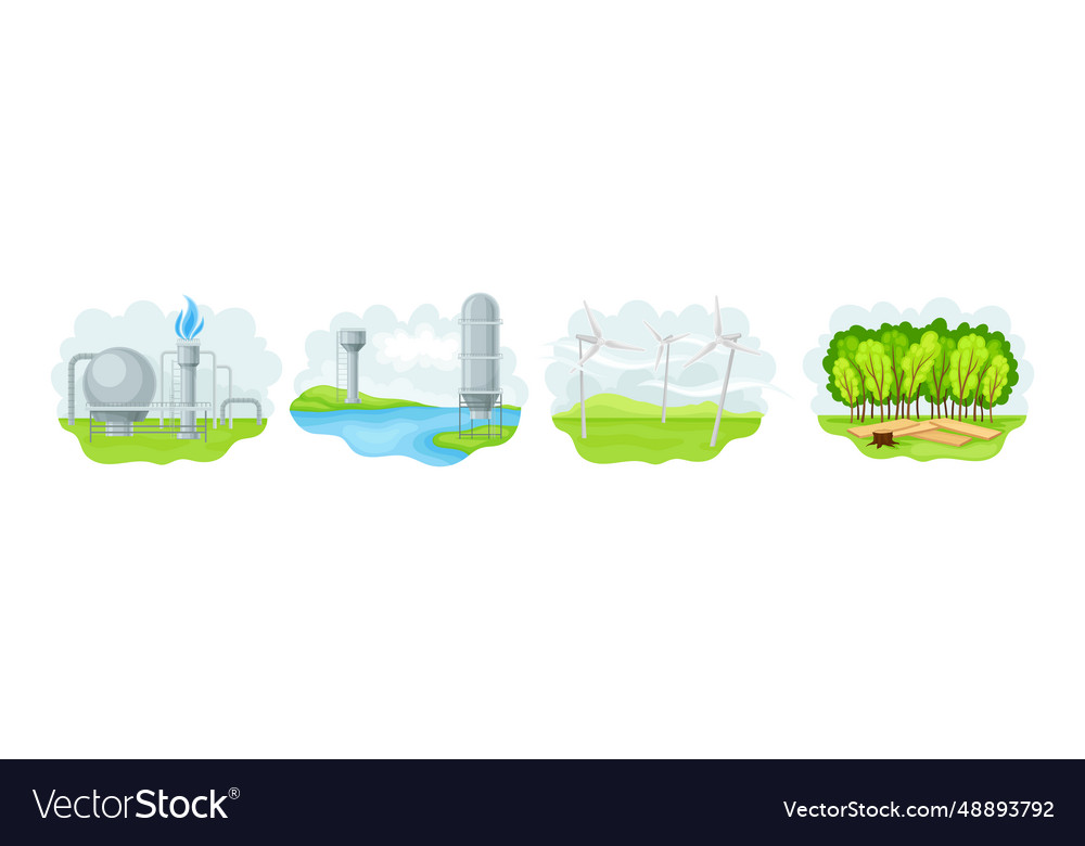 Natural resources of land and earth set Royalty Free Vector