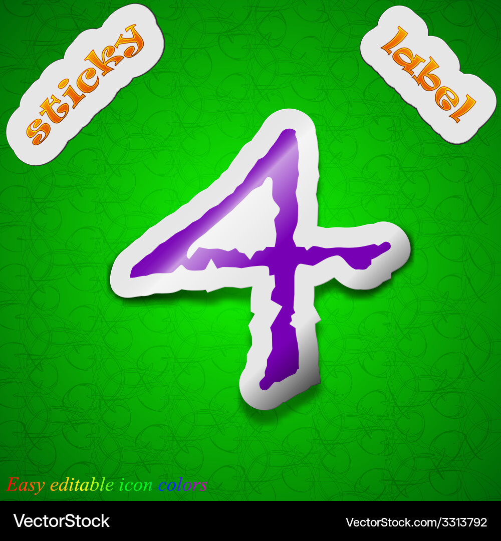 Number four icon sign symbol chic colored sticky Vector Image