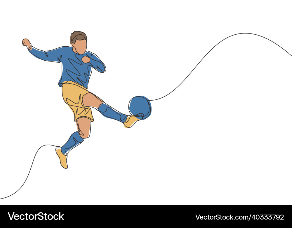 One single line drawing of young talented Vector Image