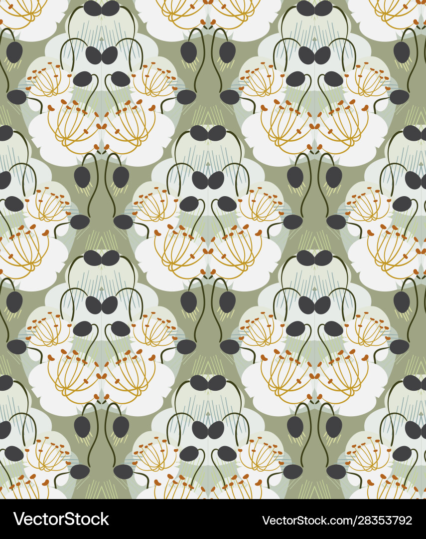 Pastel flowers green seamless pattern floral Vector Image