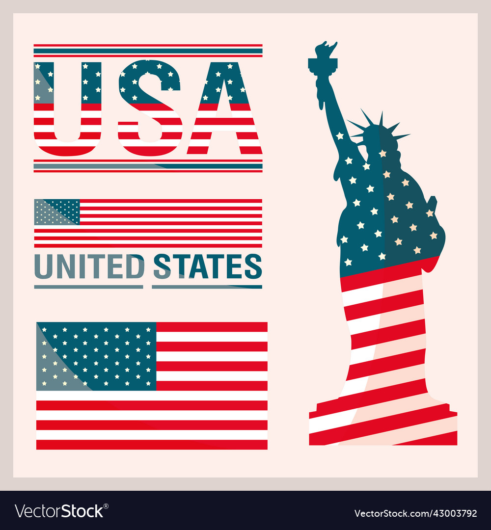 Set of united states america Royalty Free Vector Image