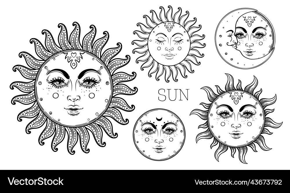 Sun and triple moon pagan wicca moon goddess Vector Image
