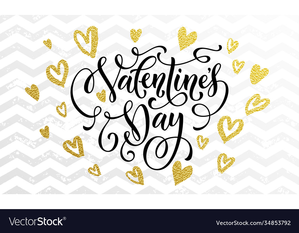 Valentine day gold love heart glitter greeting Vector Image