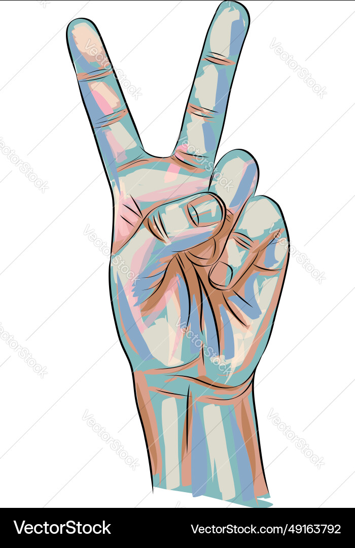 Victory and peace gesture symbol hand with two Vector Image