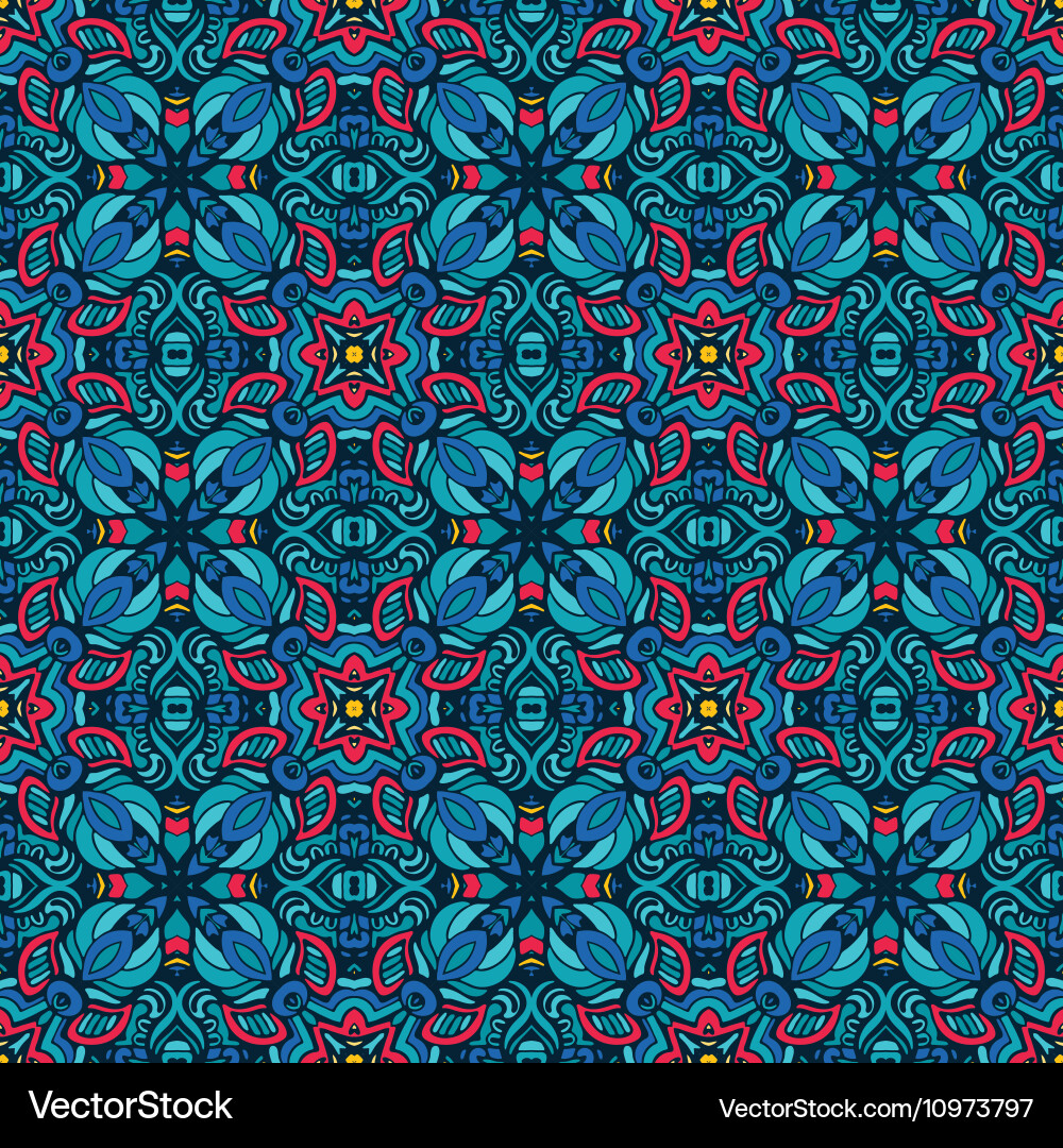 Abstract blue tribal geometric print Royalty Free Vector