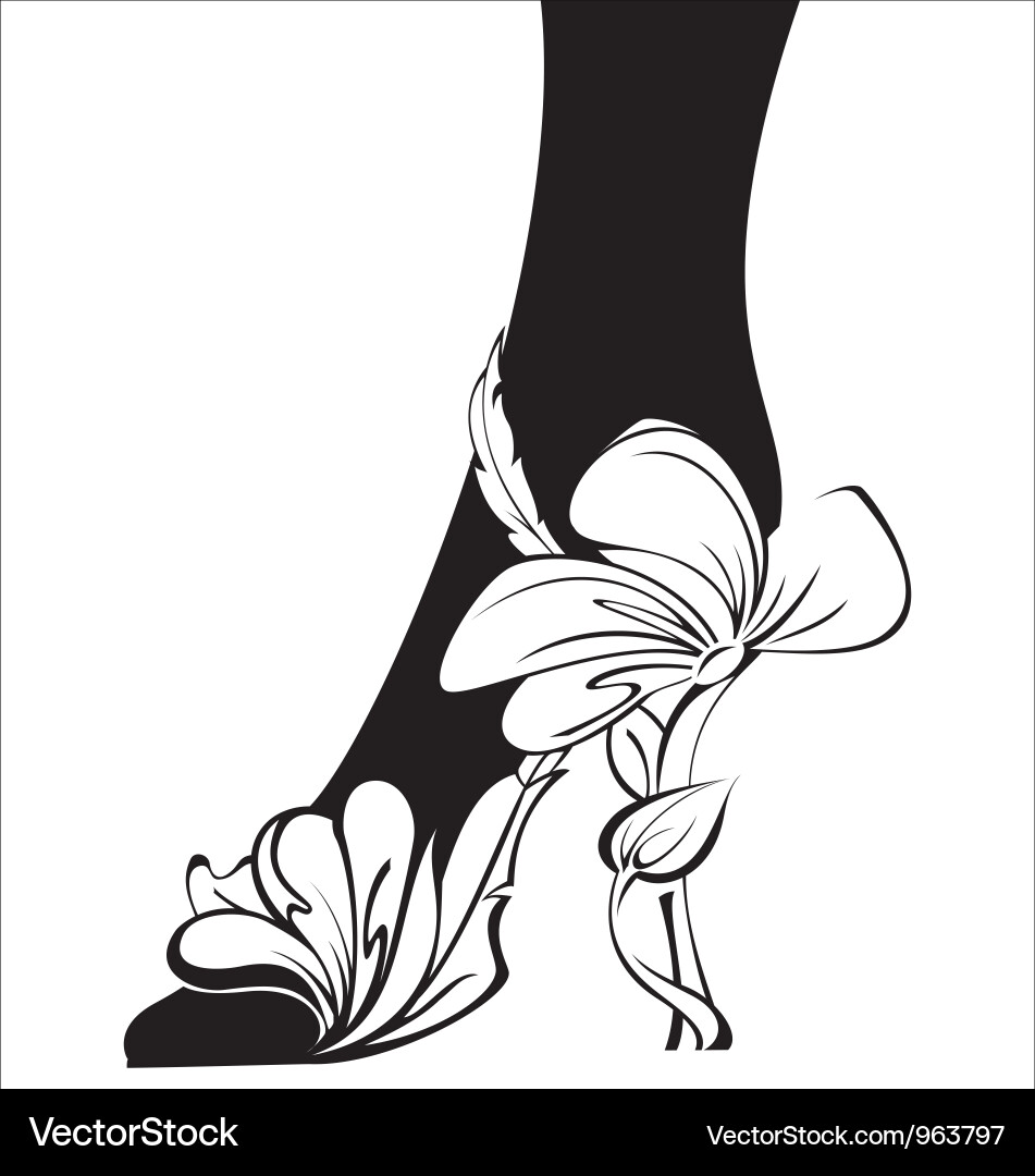 Black and white contour eco shoe Royalty Free Vector Image