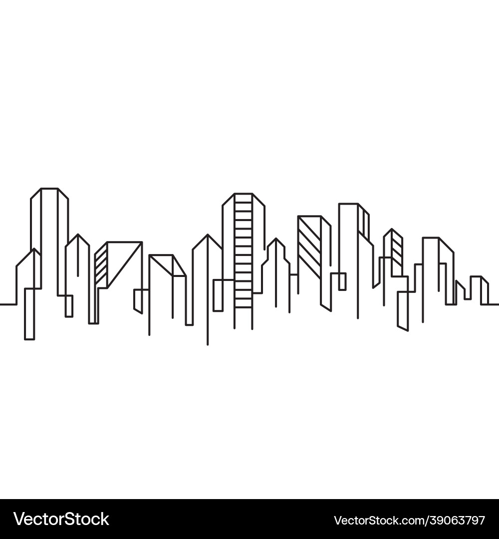 City building line art template Royalty Free Vector Image