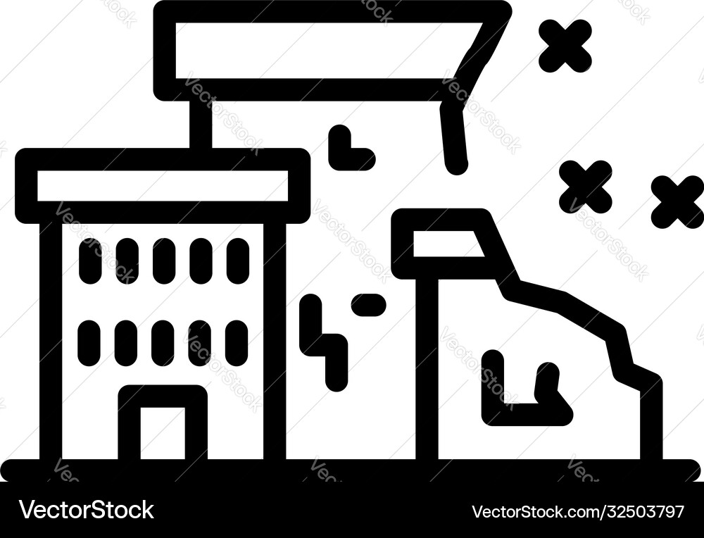 City destruction icon outline style Royalty Free Vector