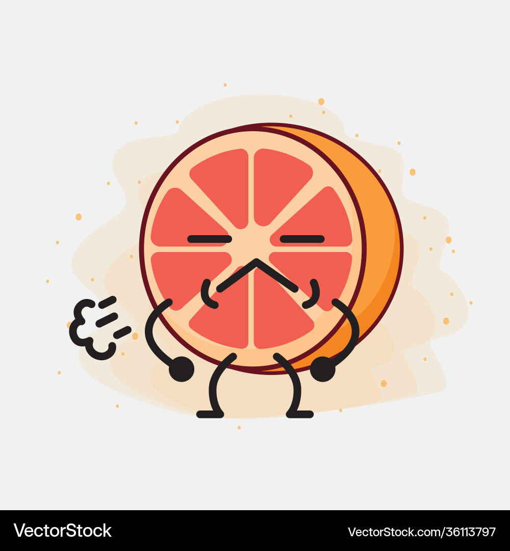 Cute orange grapefruit mascot character Royalty Free Vector