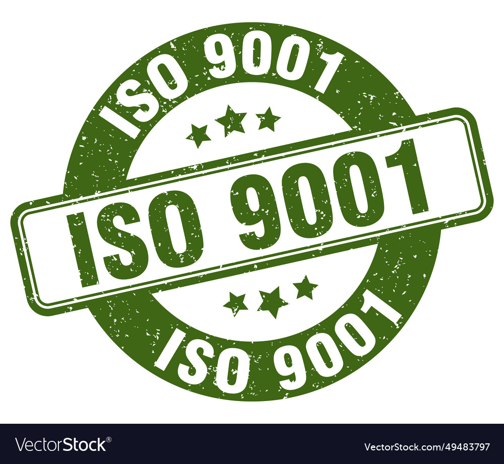 Iso 9001 stamp label round grunge sign Royalty Free Vector