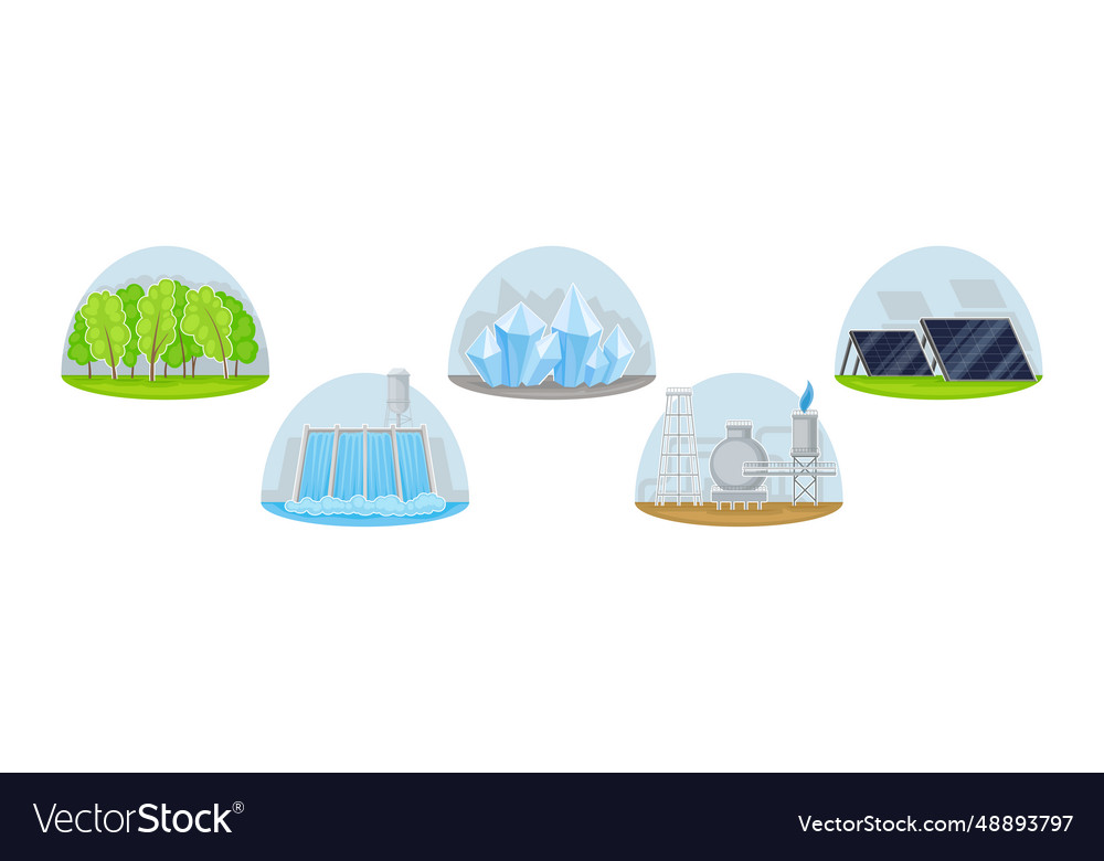 Natural resources of land and earth set Royalty Free Vector