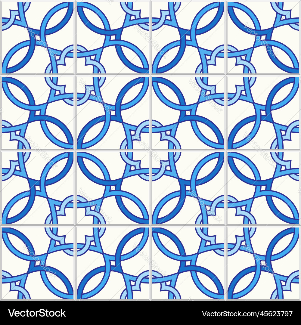Portuguese tiles quatrefoil pattern Royalty Free Vector