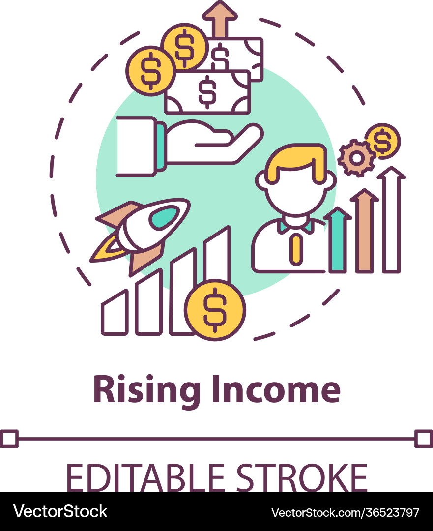 Rising income concept icon Royalty Free Vector Image