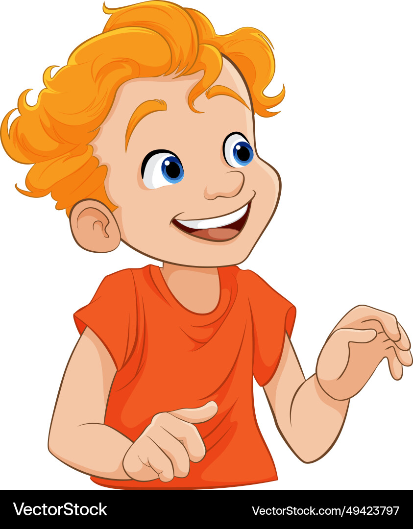 Smiling cartoon boy with half body Royalty Free Vector Image