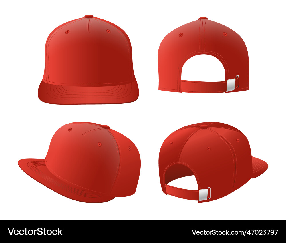 Sport caps mockup set realistic design Royalty Free Vector
