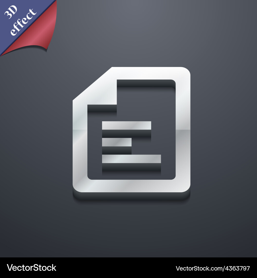 Text file icon symbol 3d style trendy modern Vector Image