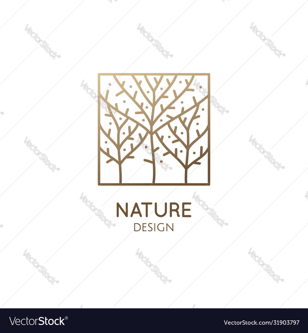 Trees logo template abstract outline rectangular Vector Image