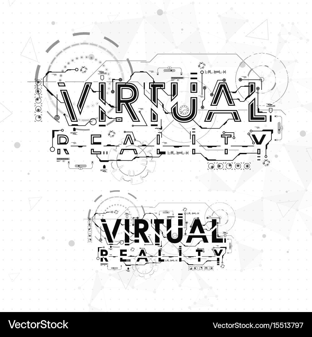 Virtual reality lettering with futuristic user Vector Image