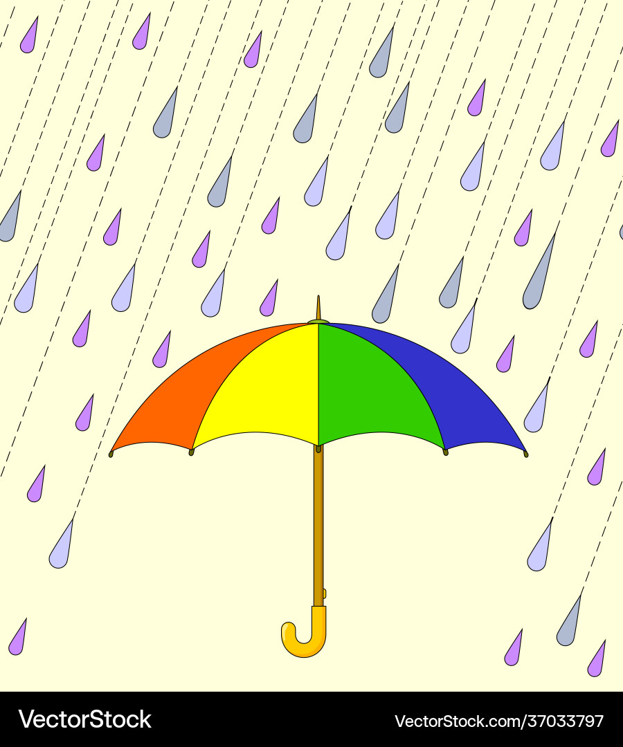 With colorful umbrella and raindrops Royalty Free Vector