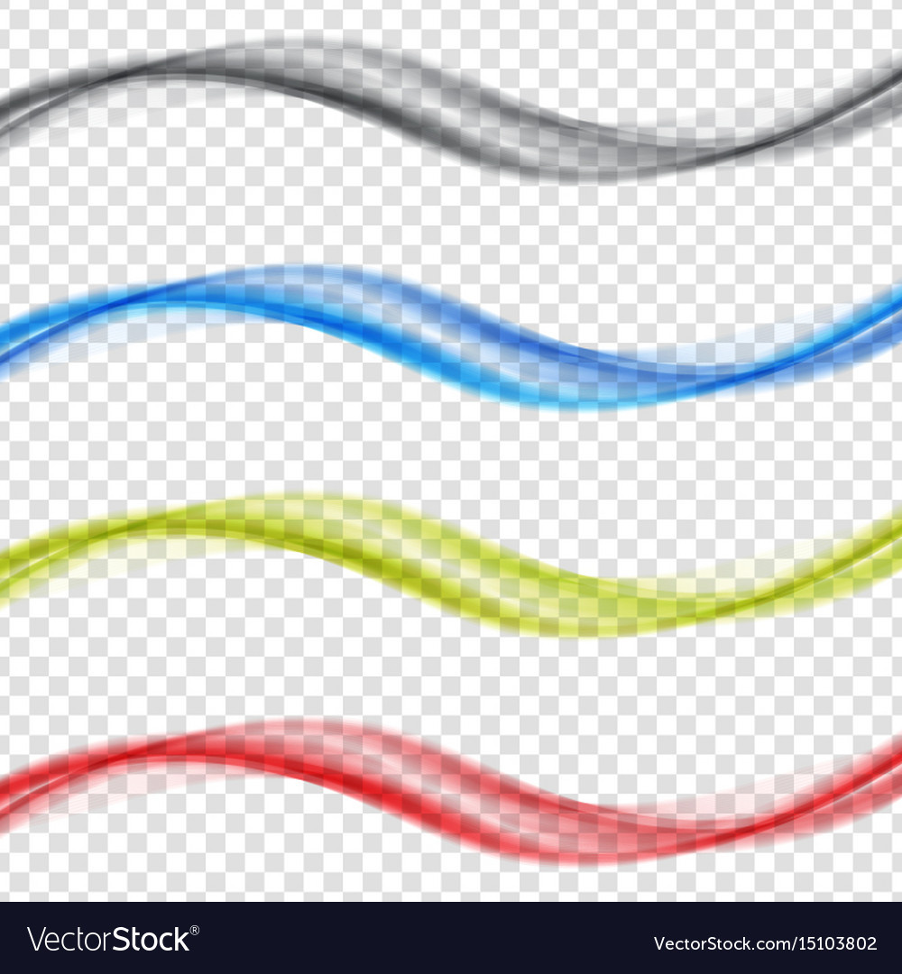 Abstract colored wave set on transparent Vector Image