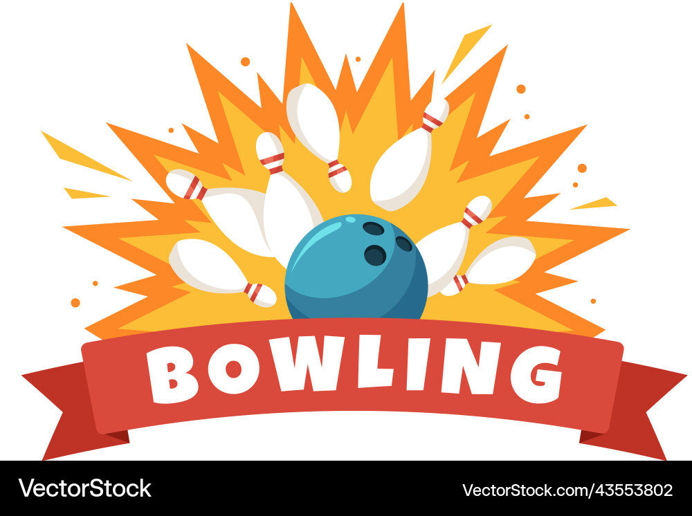 Bowling game hand drawn cartoon flat background Vector Image