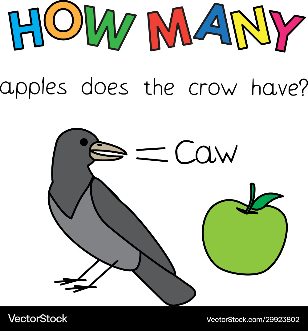 Cartoon crow counting game for kids Royalty Free Vector