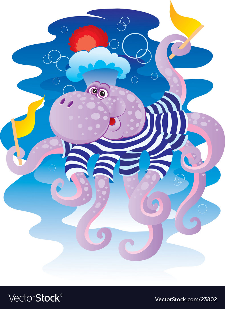 Cheerful octopus Royalty Free Vector Image - VectorStock