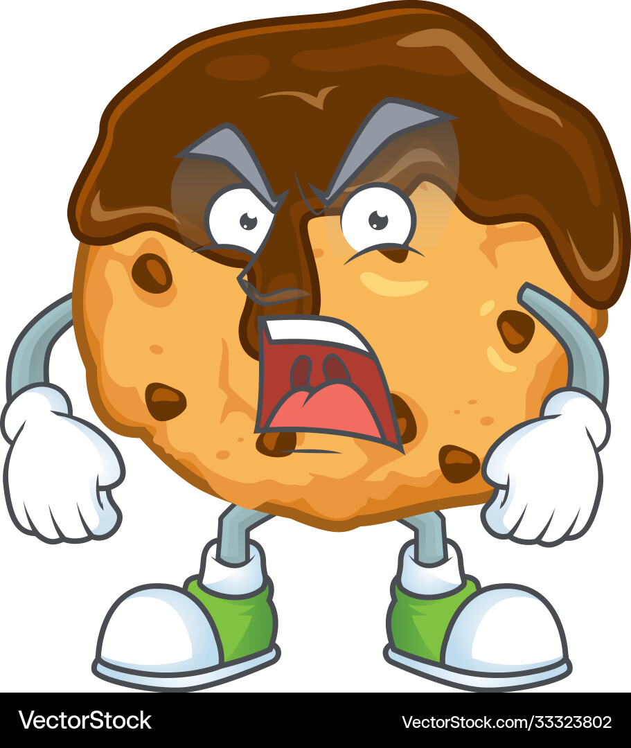 Chocolate chips with cream cartoon angry face Vector Image