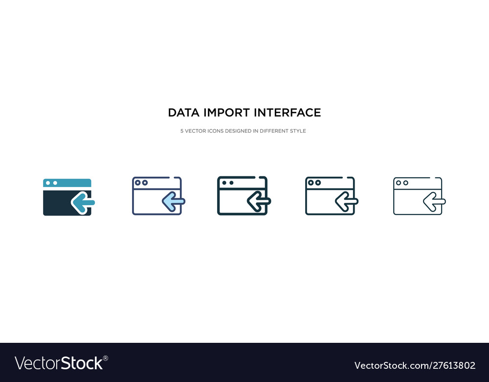 Data import interface icon in different style Vector Image