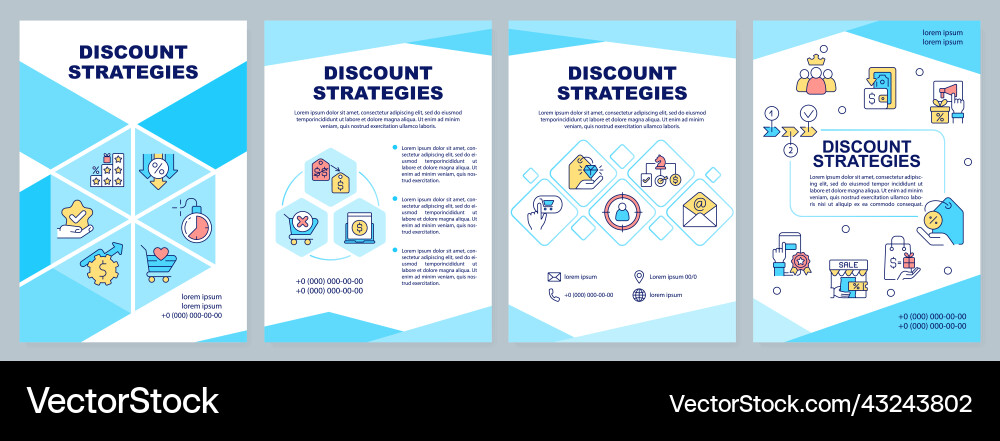 Discount strategies blue brochure template Vector Image