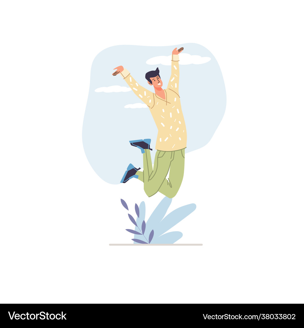 Flat cartoon character in happy mood Royalty Free Vector