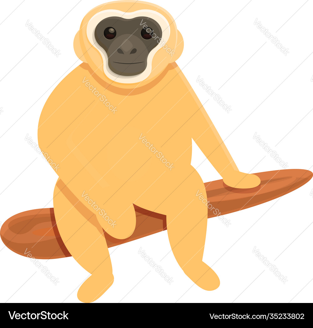 Gibbon on tree icon cartoon style Royalty Free Vector Image