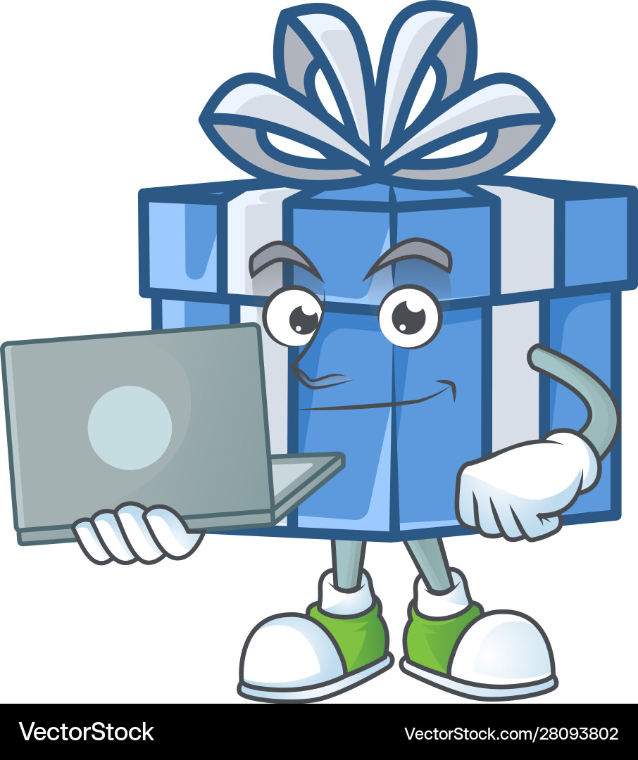 Happy smiling blue gift box cartoon character Vector Image