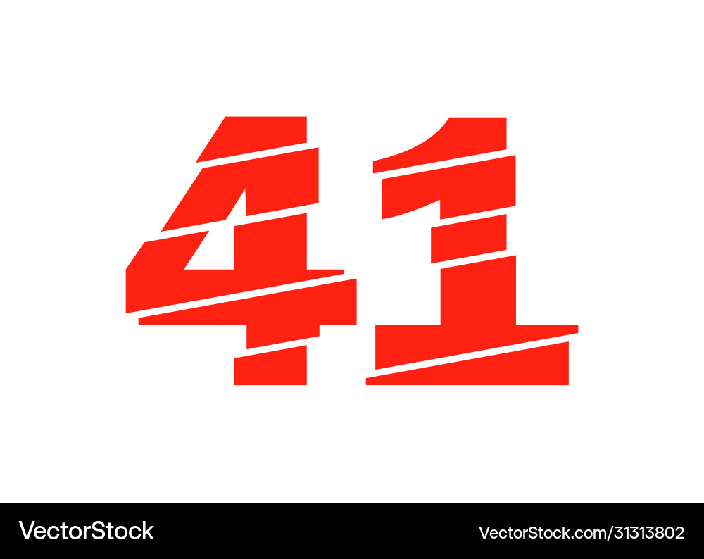 Modern red 41 number design numeral trendy flat Vector Image