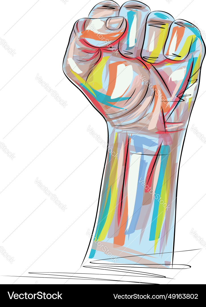 Raised arm human rights salute protest activist Vector Image