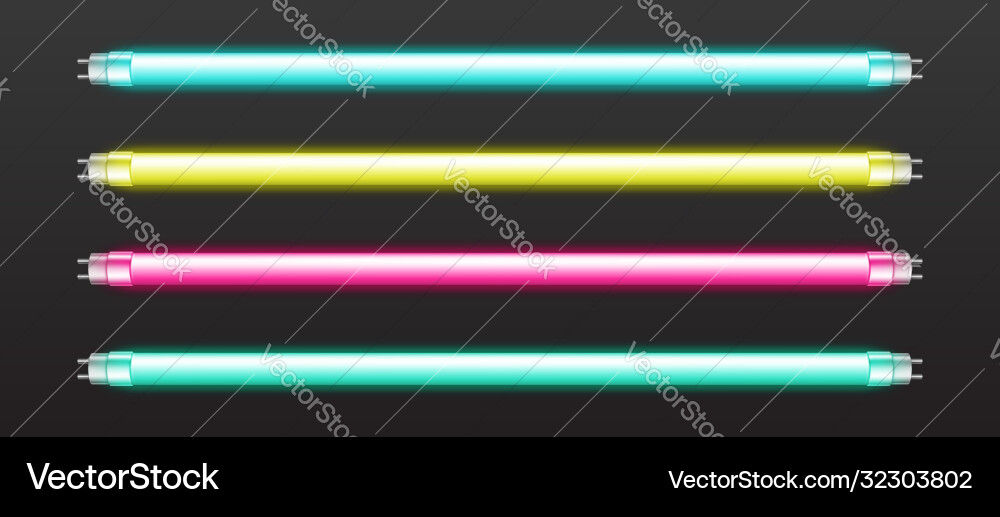Set color neon tube lights Royalty Free Vector Image