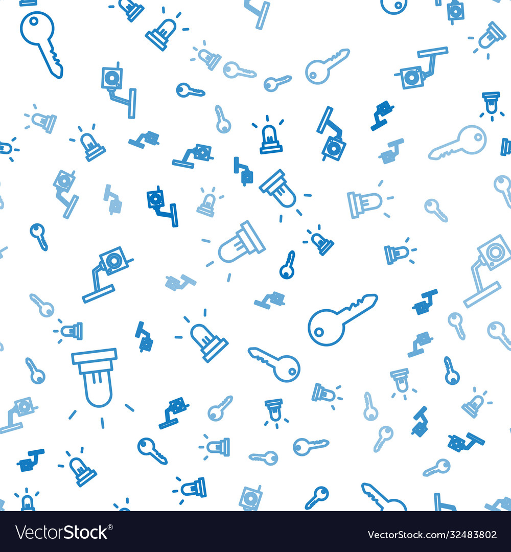 Set line motion sensor key and security camera Vector Image