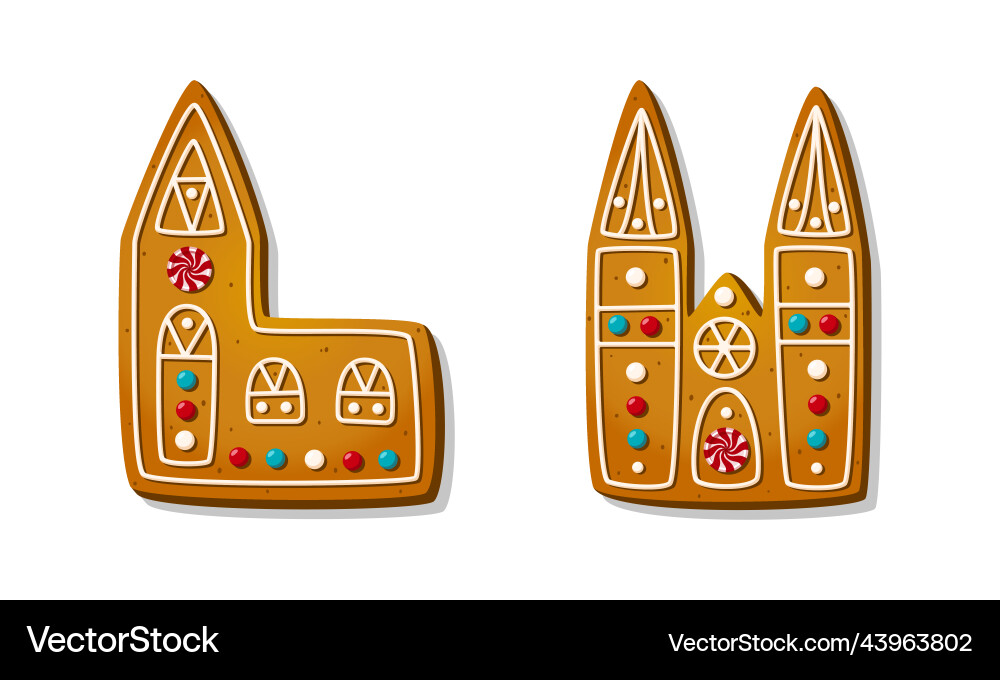 Set of gingerbread cookies in shape churches Vector Image